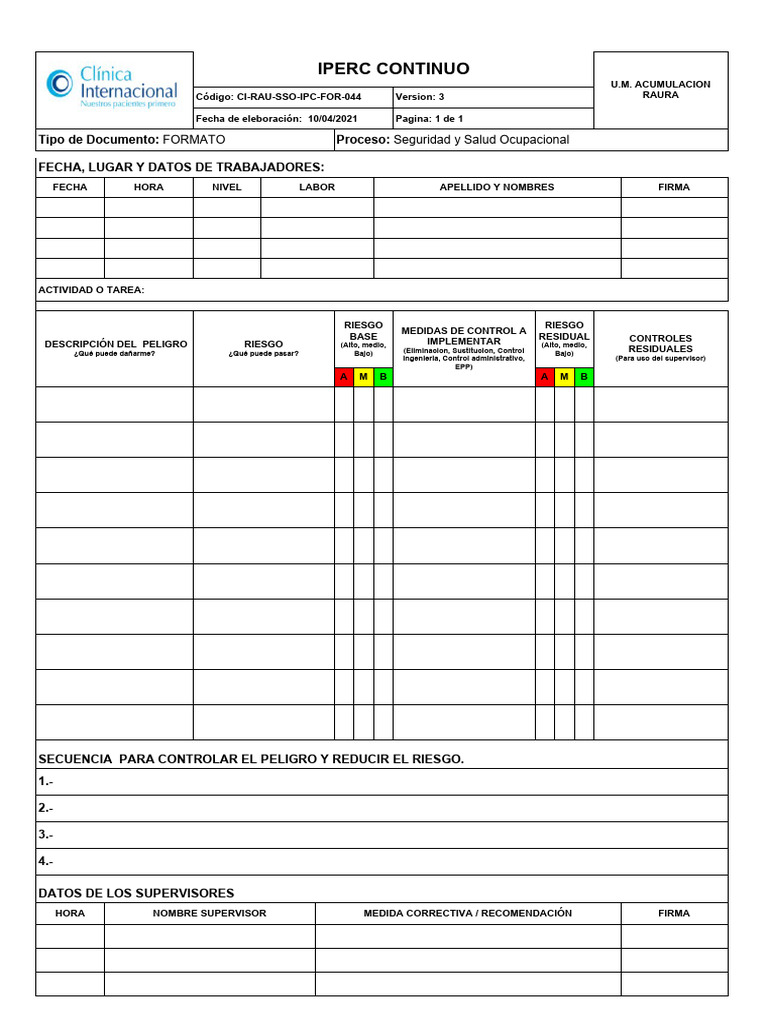 Formato IPERC Continuo 2021 Act | PDF | Especialidades Medicas