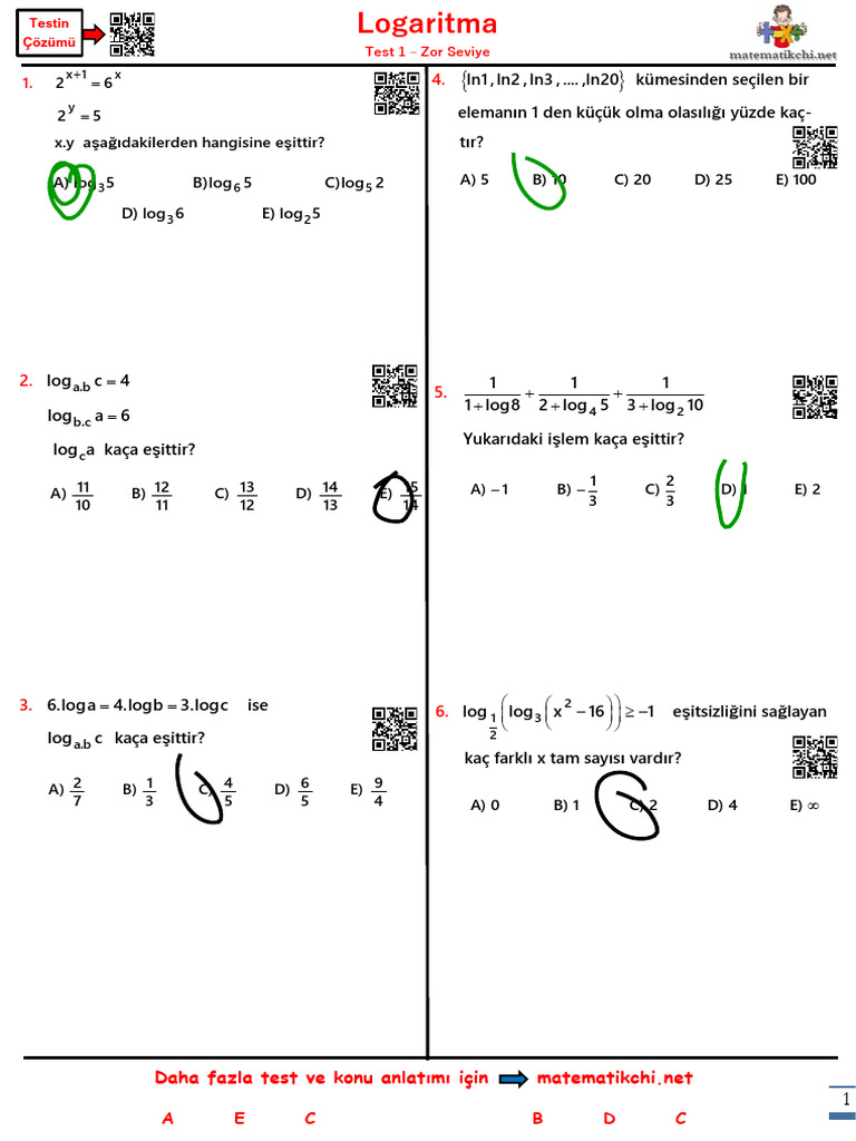 Logaritma Test 1 Z Pdf