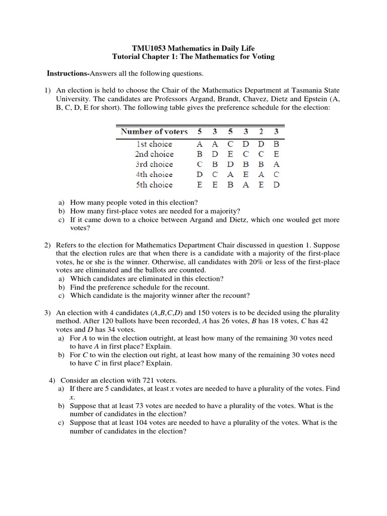 Mathematics of Voting | PDF | Voting | Elections