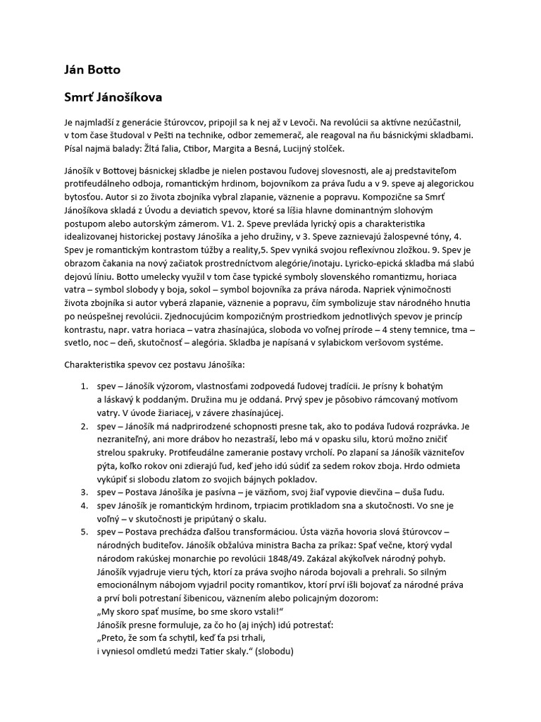 Ján Botto - SMRŤ Jánošíkova-1 | PDF