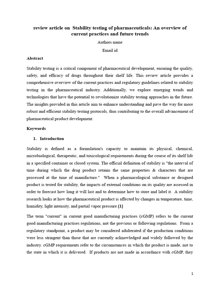 Stability Testing in Pharmaceuticals: Trends | PDF | Mass Spectrometry ...