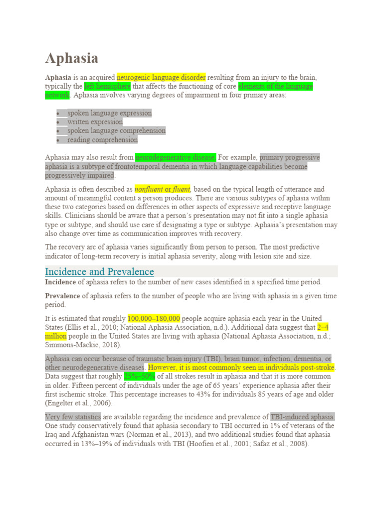 Aphasia | Download Free PDF | Aphasia | Speech