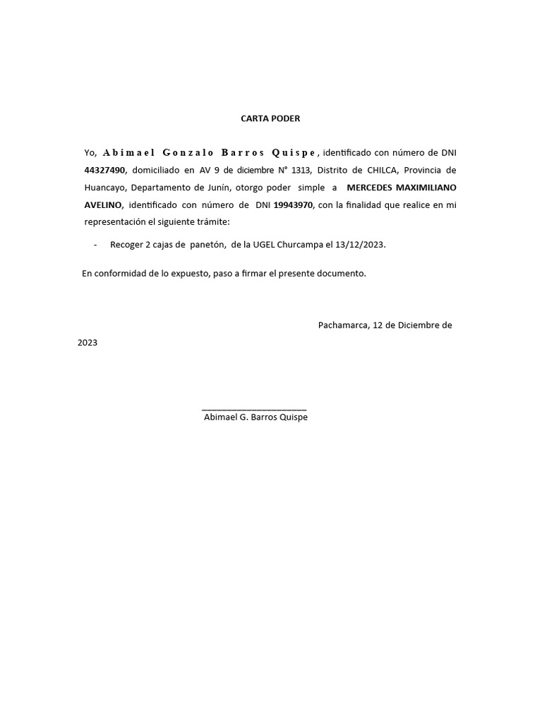 Carta Poder Word | PDF