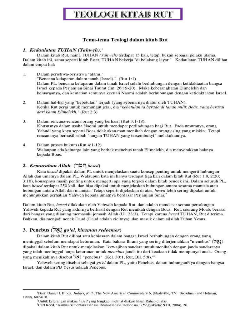 Diktat Teologi Kitab Rut | PDF | Agama & Spiritualitas