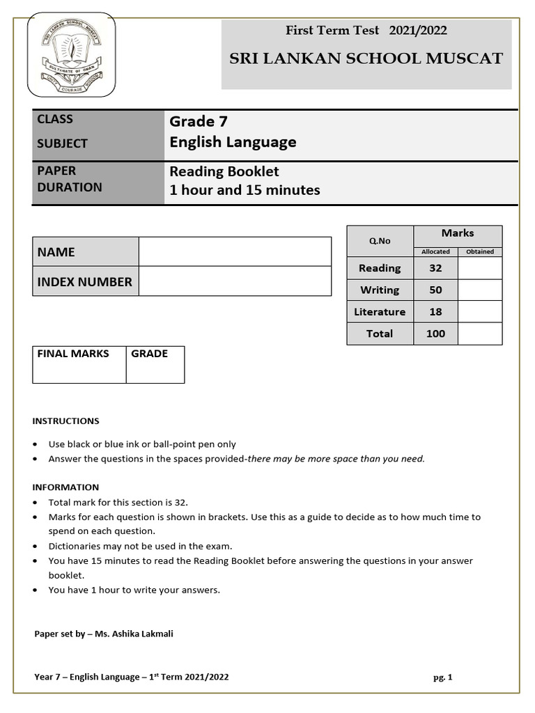 Year 7 - English - First Term Oxford 2021-22 | PDF | Mother Teresa
