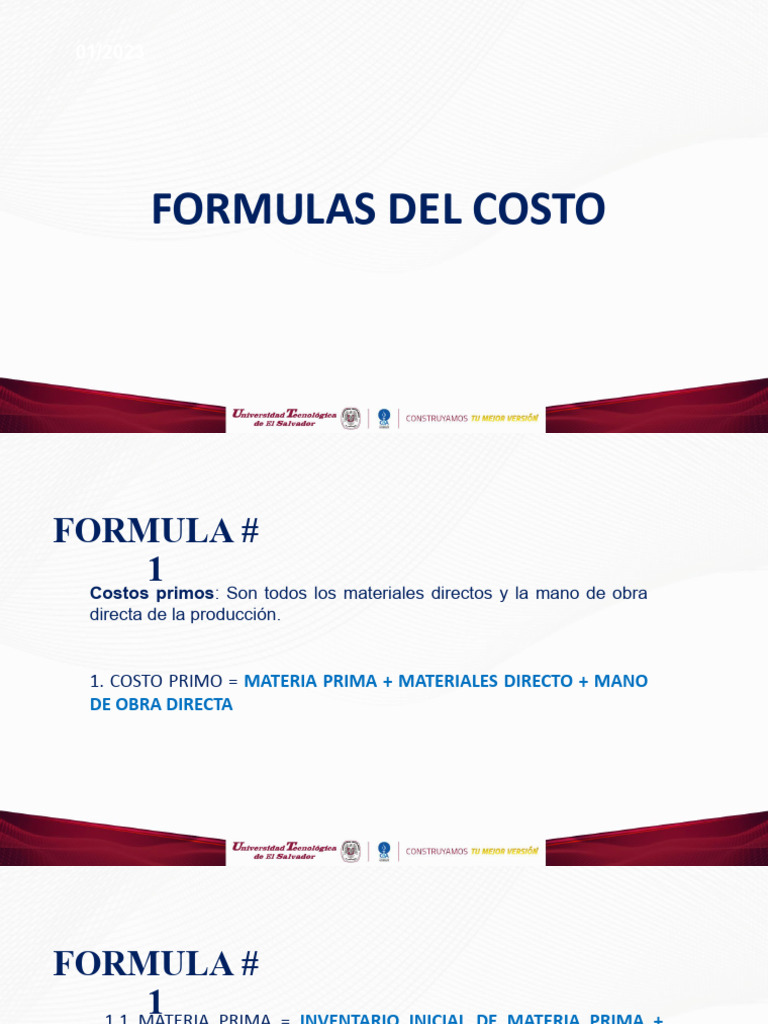 3 Formulas Del Costo | PDF | Costo | Precios