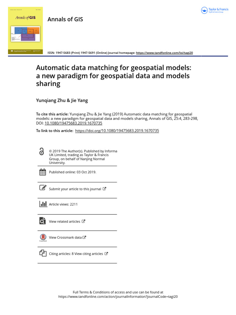 Automatic data matching for geospatial models a new paradigm for geospatial data and models ...