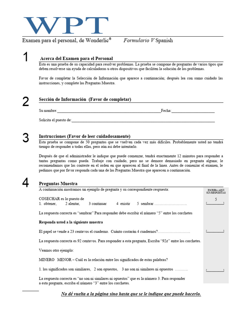 Wonderlic Español | PDF