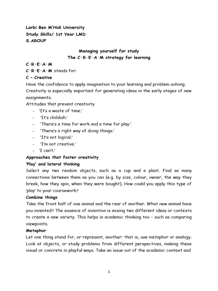 CREAM Strategy | PDF | Motivational | Motivation