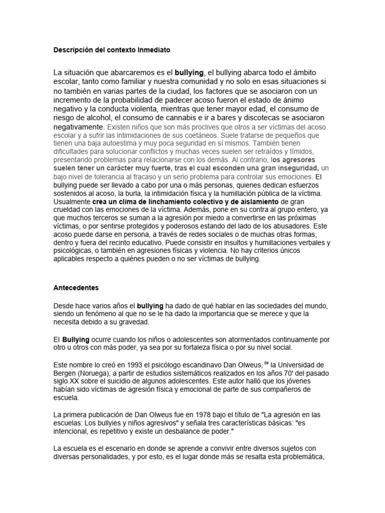 Descripción Del Contexto Inmediato | PDF | Violencia | Agresión