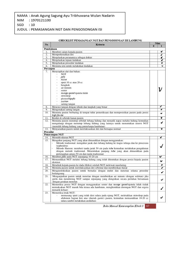 Checklist Responsi 3 - AA SG Ayu Tribhuwana - 1970121100 | PDF | Sains & Matematika