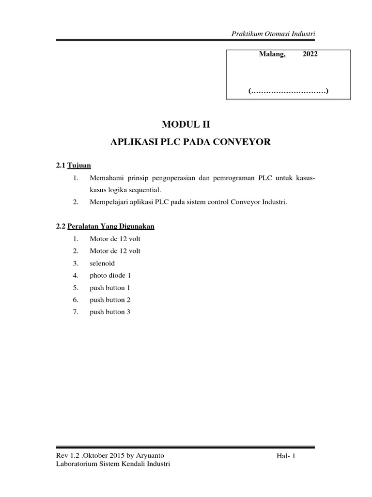 Modul 2 - OTOMASI (Conveyor) | PDF