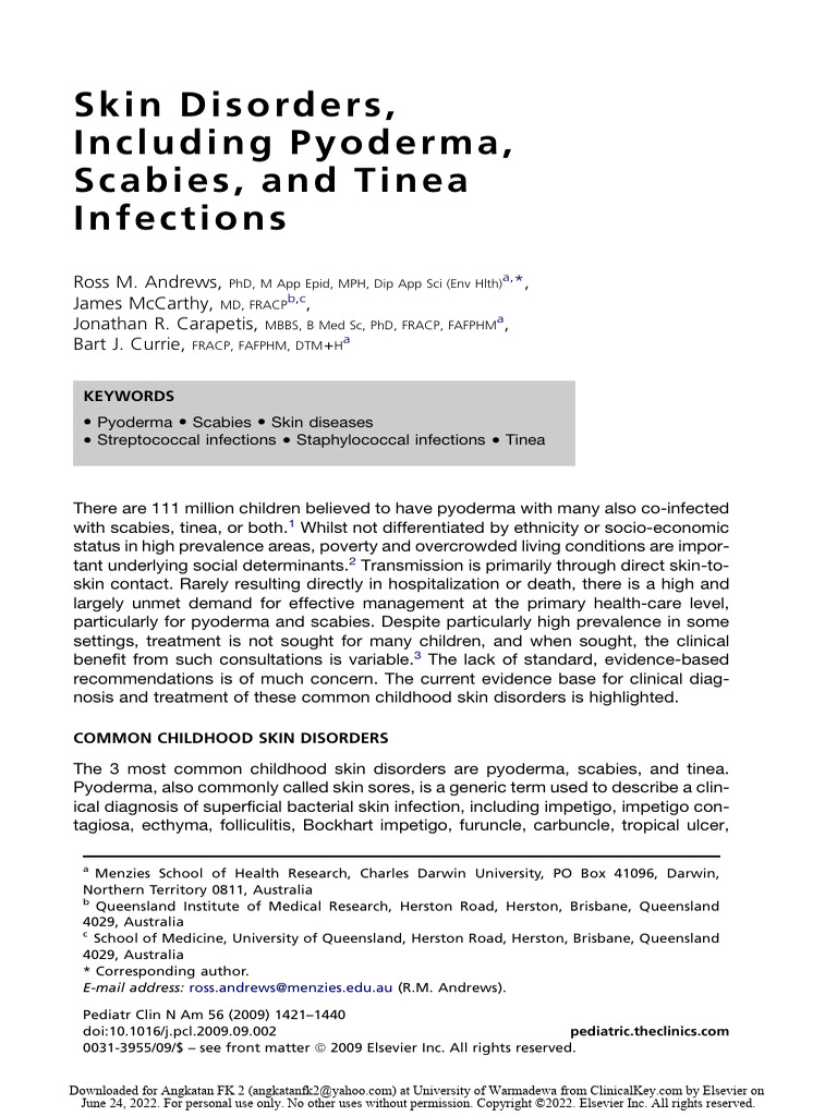 Skin Disorders Including Pyoderma | PDF | Sepsis | Methicillin Resistant Staphylococcus Aureus