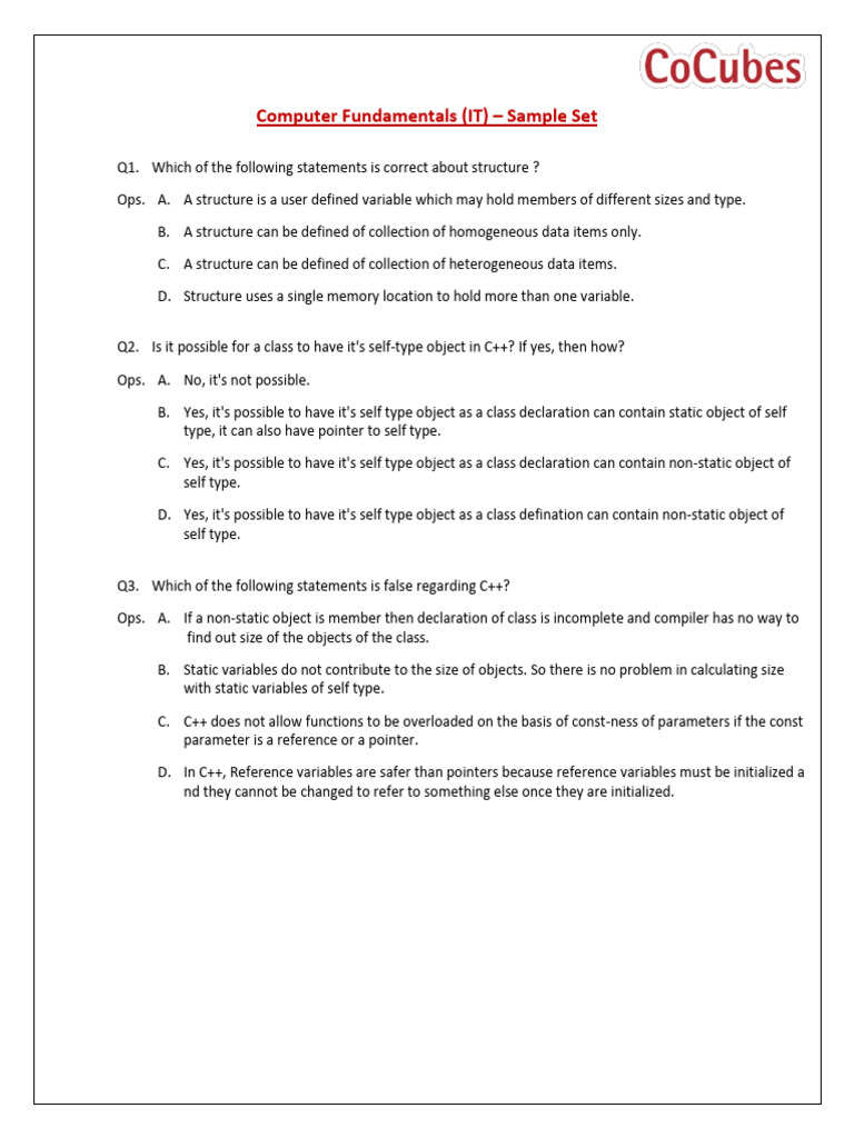 CF IT Sample | PDF | Pointer (Computer Programming) | Variable (Computer Science)