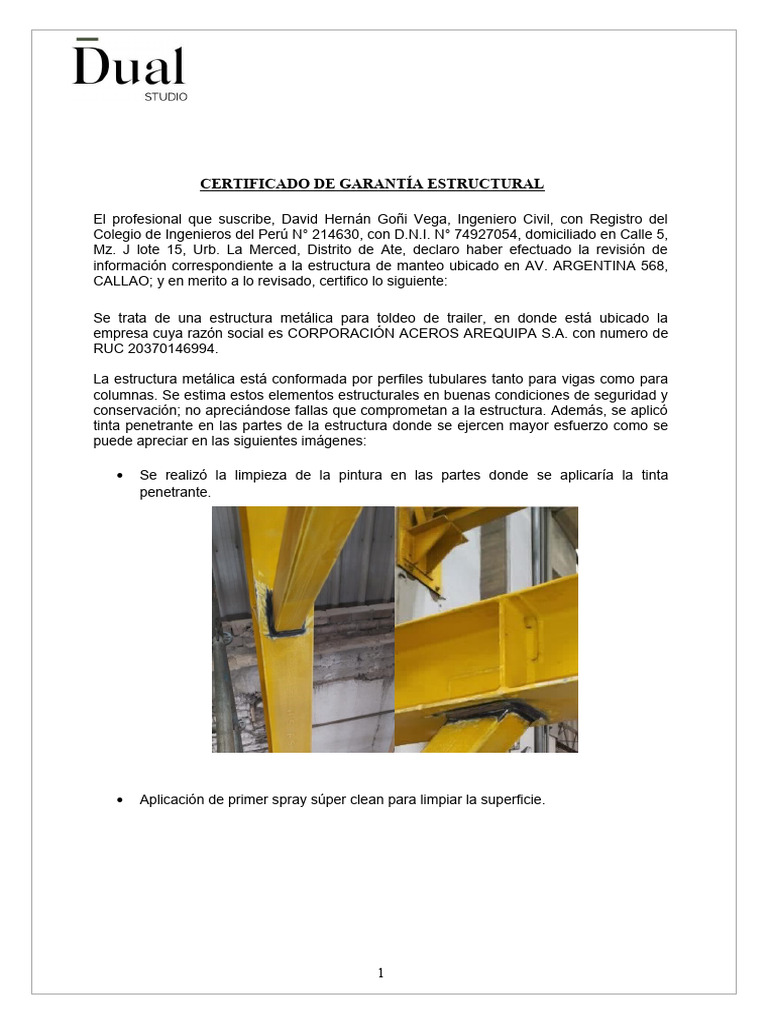 Est - Certificado Estructural (24!11!2023) | PDF