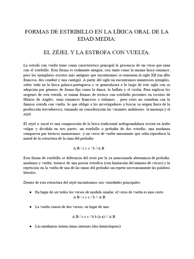 Formas de Estribillo en La Lírica Oral de La Edad Media | PDF | Poesía ...