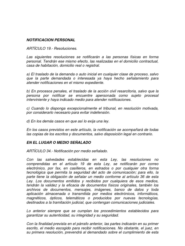 Notificacion Personal Final | Descargar gratis PDF | Demanda judicial ...