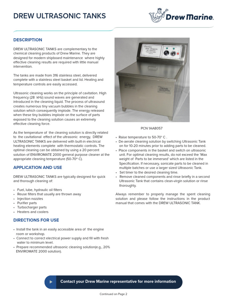 DREW Ultrasonic Tanks - PDS | PDF | Ultrasound | Piezoelectricity