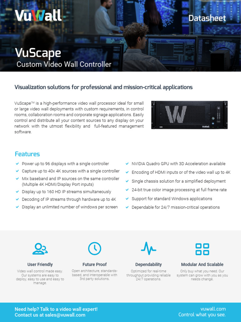VuWall VuScape Datasheet | PDF | Hdmi | Computer Hardware