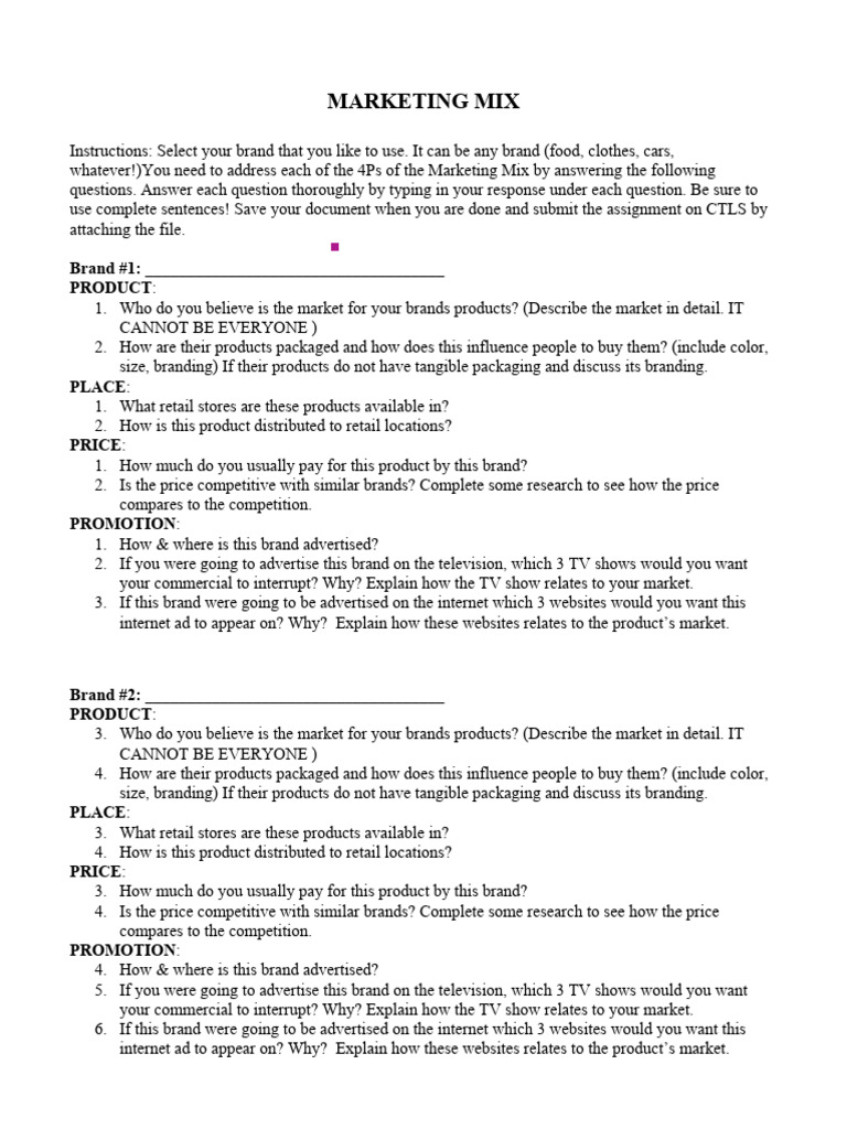 Marketing Mix Assignment | PDF | Brand | Product (Business)