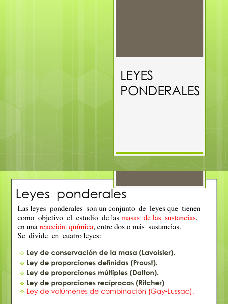Leyes Ponderales Final | PDF | Mole (Unidad) | Cloro