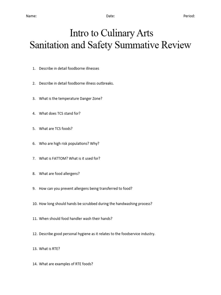 Intro Sanit and Safety Review Sheet | PDF