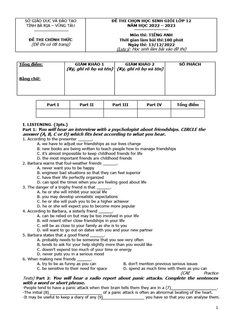 De HSG12 Cap Tinh 20222023 | PDF | Eutrophication | Environmental Engineering