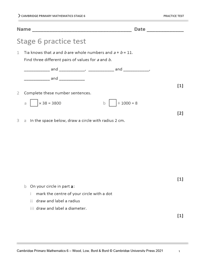 Year 6 Mid Point Practice Test | PDF | Elementary Geometry | Euclidean ...