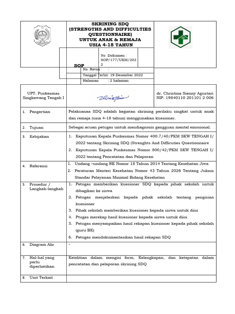 SOP SDQ Terbaru | PDF