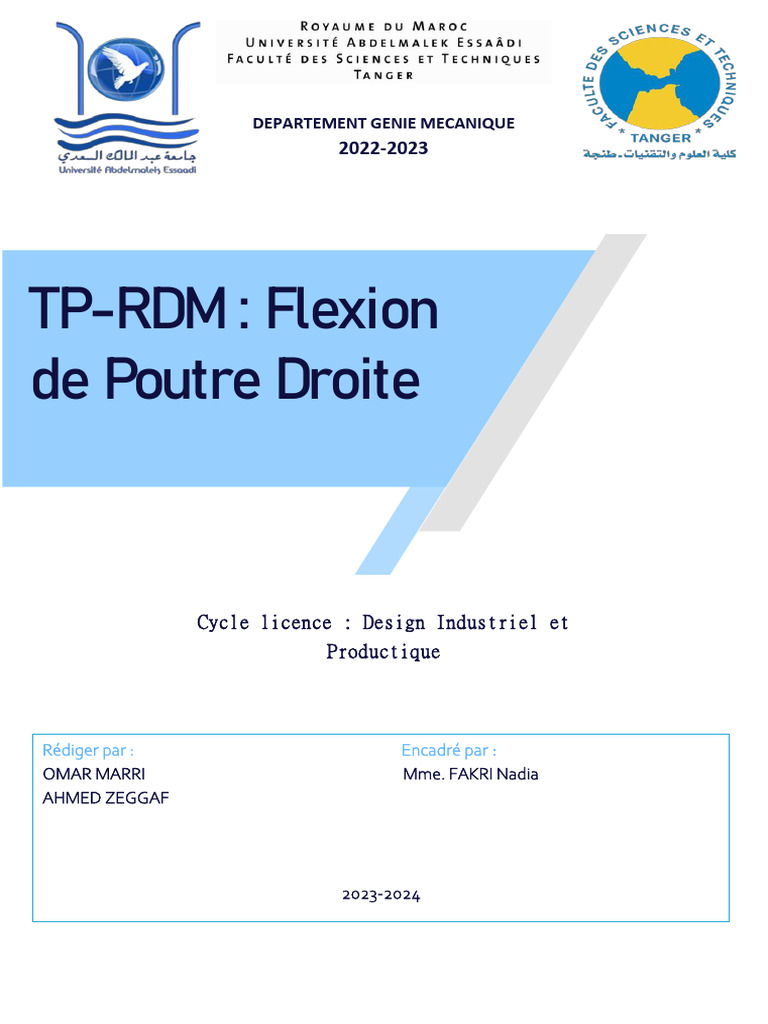 TP RDM ' | PDF | Flexion (matériau) | Déformation d'un matériau