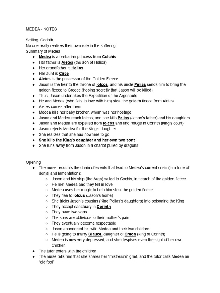 Medea Complete Notes 1 PDF | PDF | Jason Medea Complete Notes 1 PDF | PDF | Jason