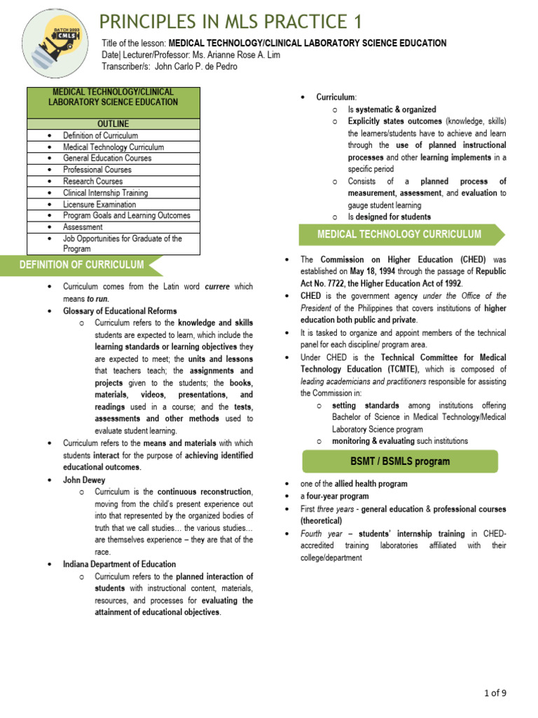 Copy of Medical Technology and Clinical Laboratory Science Education 1 ...