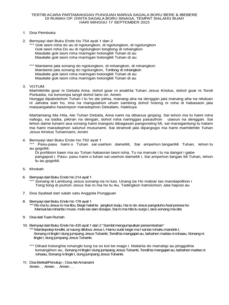 Tata Acara Partamiangan Marga Sagala | PDF