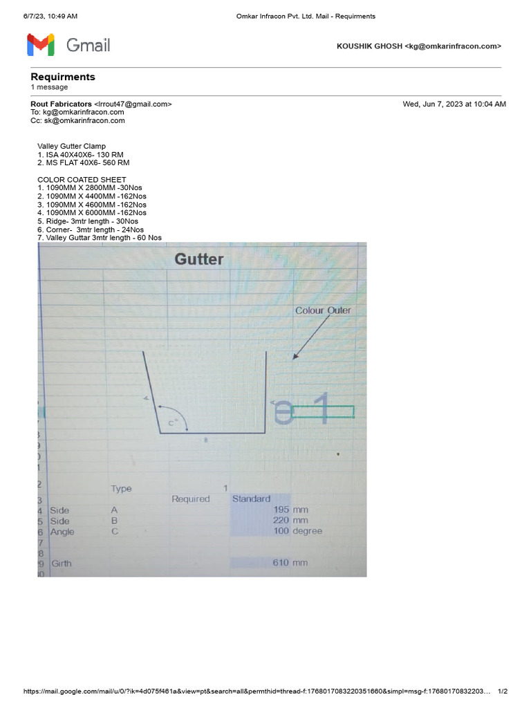 Requirments - Roof Sheet - S S Chemicals | PDF | Computers | Technology & Engineering