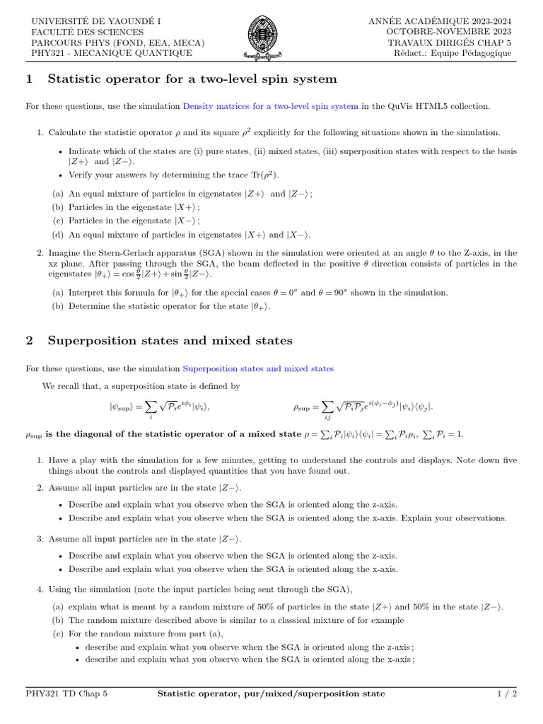 TD5 Chap5 | PDF | Spin (Physics) | Applied Mathematics