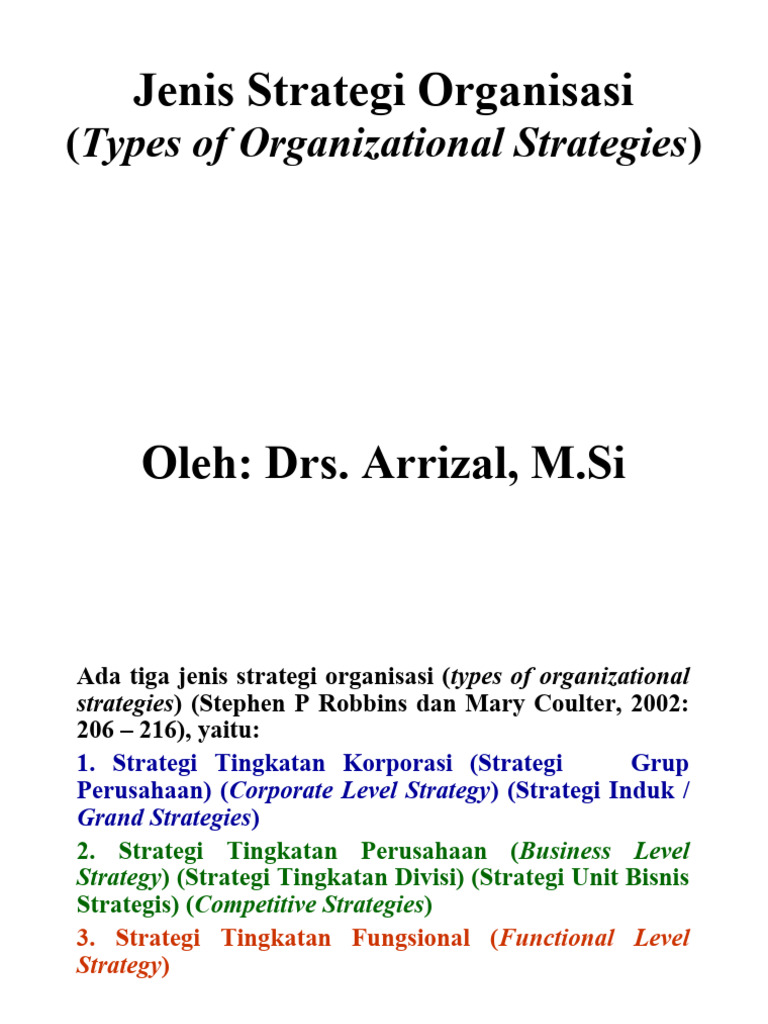 Jenis-Jenis Strategi Organisasi | PDF
