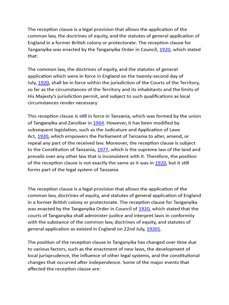 Reception Clause | PDF | Common Law | Article Two Of The United States ...