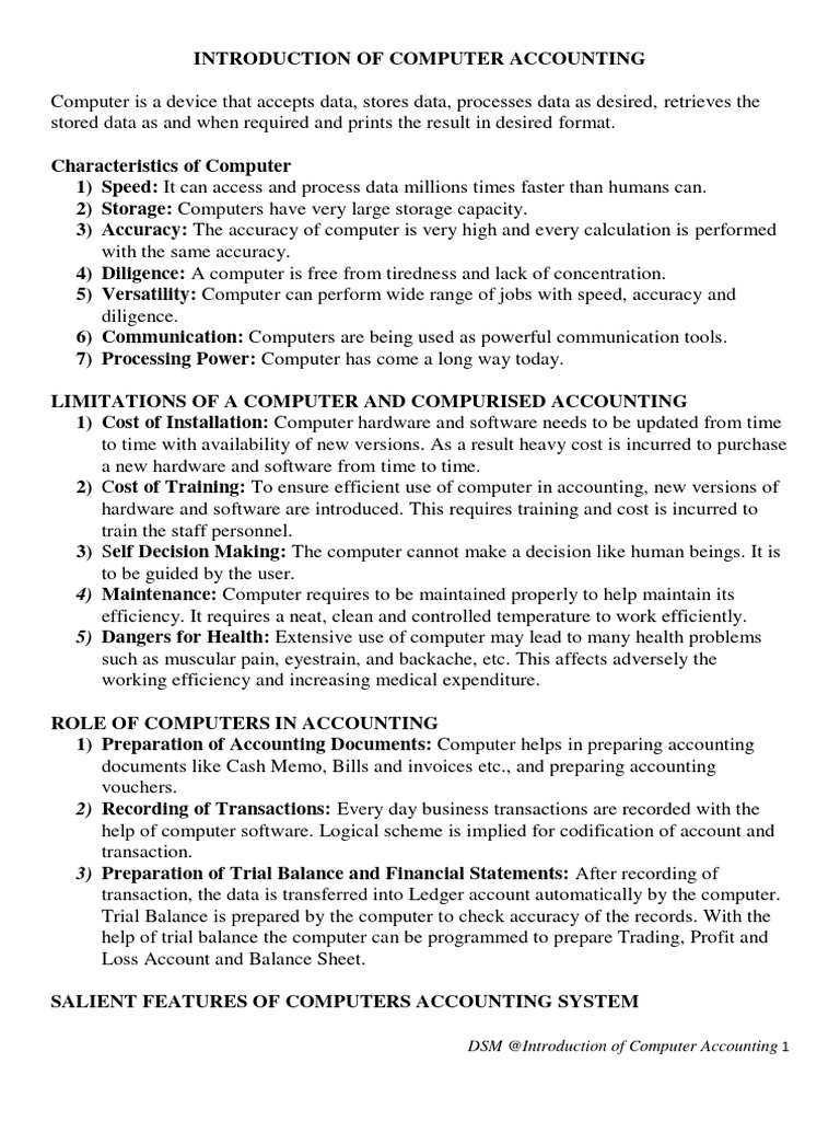 Introduction of Computer Accounting | PDF | Database Transaction ...