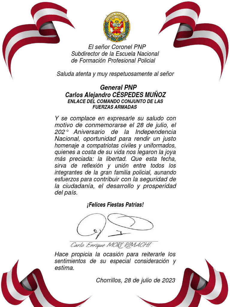 General PNP Carlos Alejandro CÉSPEDES MUÑOZ | PDF