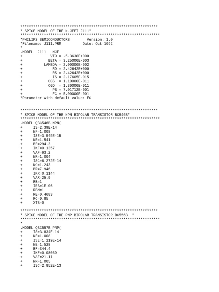 Spice Models THT Transistors | PDF | Bipolar Junction Transistor ...
