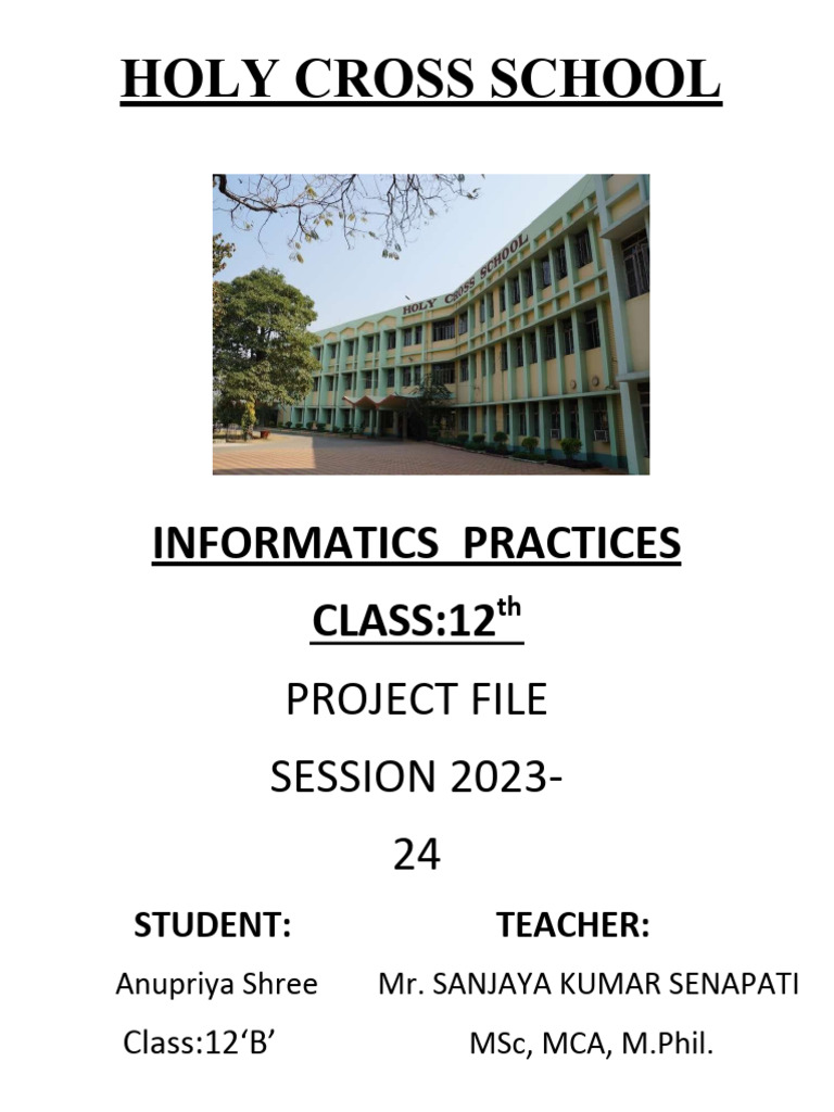 IP Project Class 12th Anupriya | PDF | Databases | Sql IP Project Class 12th Anupriya | PDF | Databases | Sql