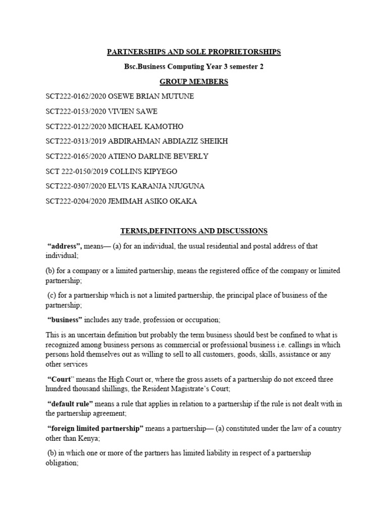 Group 6 - Partnerships and Sole Propriertorship-1 | PDF | Partnership ...