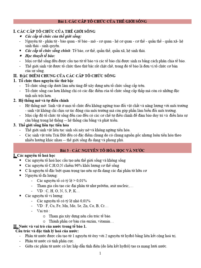 Sinh Hoc 10 He Thong Kien Thuc | PDF