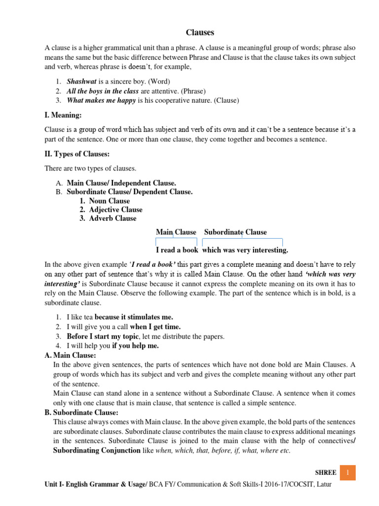 3 Clauses | PDF | Clause | Phrase