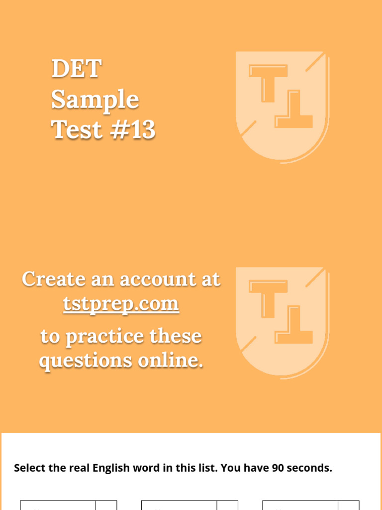 004 13-YT-DET-Sample-Test | PDF | Homework