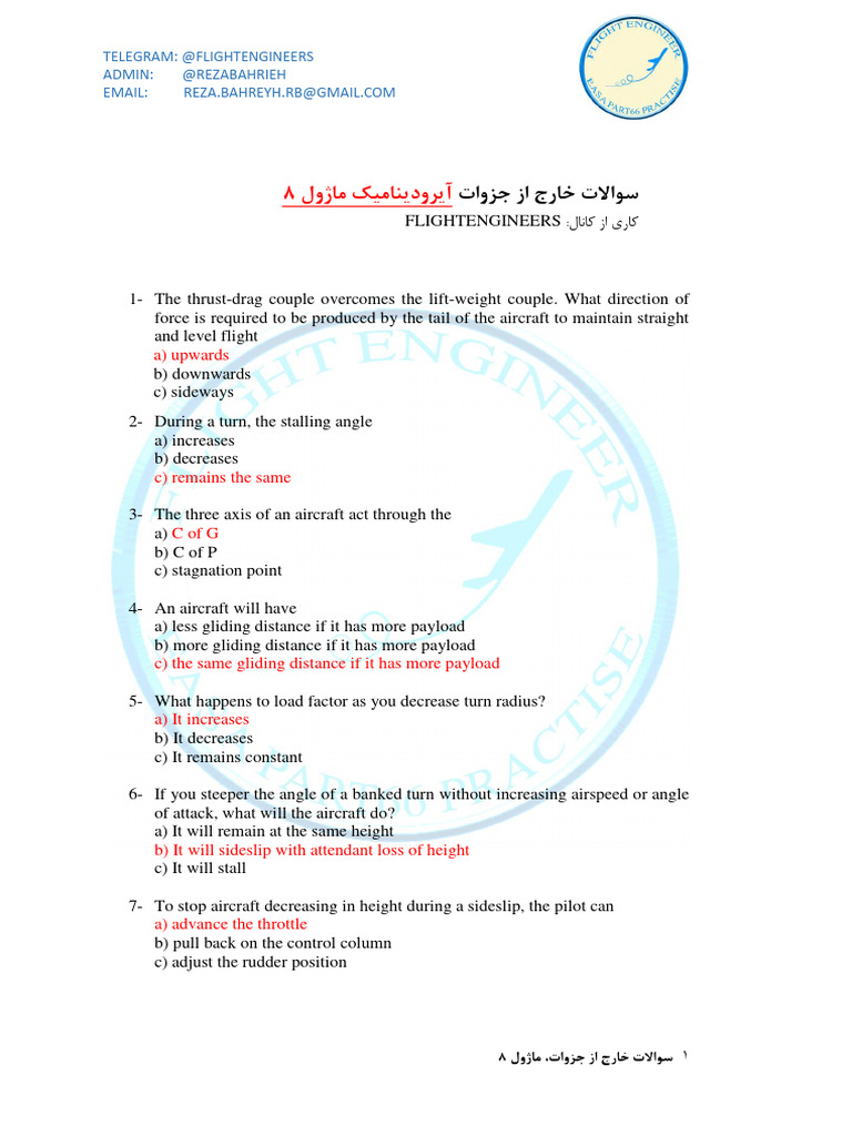 Module 8 Aerodynamics Questions | PDF | Lift (Force) | Flight