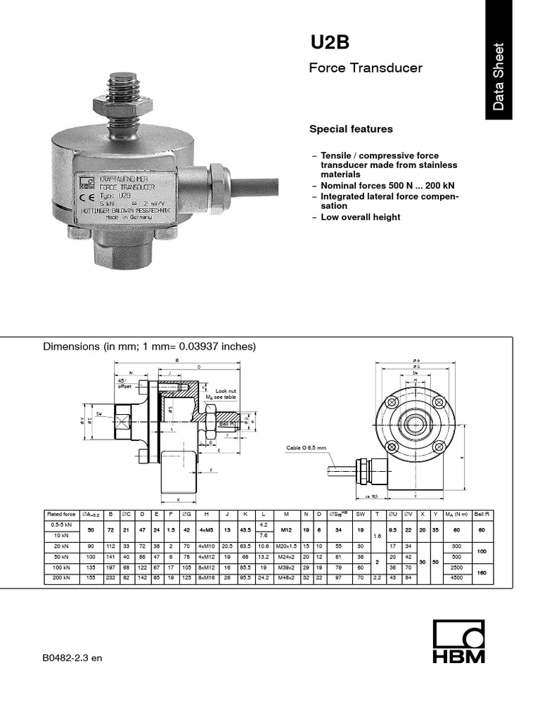 Force Transducer: Special Features | PDF | Electromagnetism | Electronics