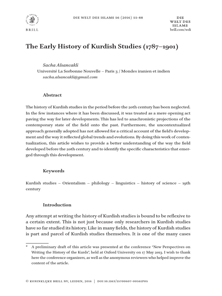 The Early History of Kurdish Studies (1787-1901) | PDF | Linguistics