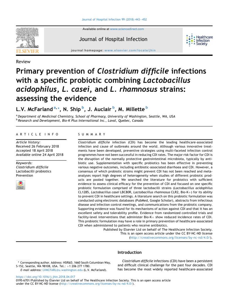 Primary Prevention of em Clostridium Difficile e | PDF | Probiotic ...
