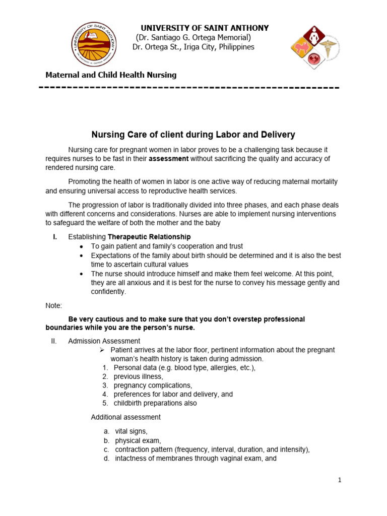 Nursing-Care-of-client-during-Labor-and-Delivery-1 | PDF | Childbirth ...